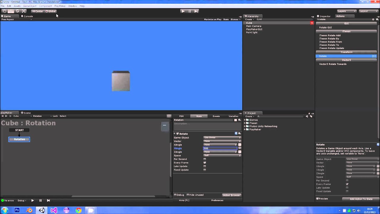 01 Unity Tutorial Playmaker Rotate Action Youtube 1520