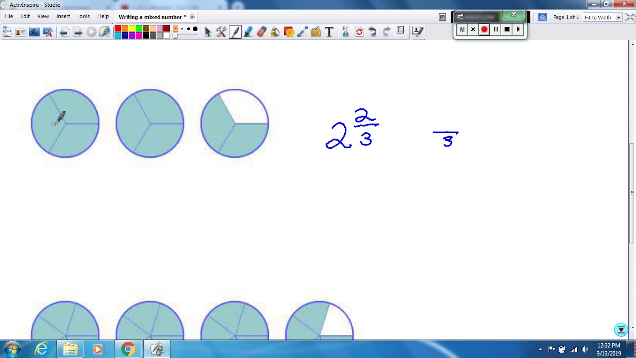 Writing A Mixed Number And An Improper Fraction For A Shaded Region
