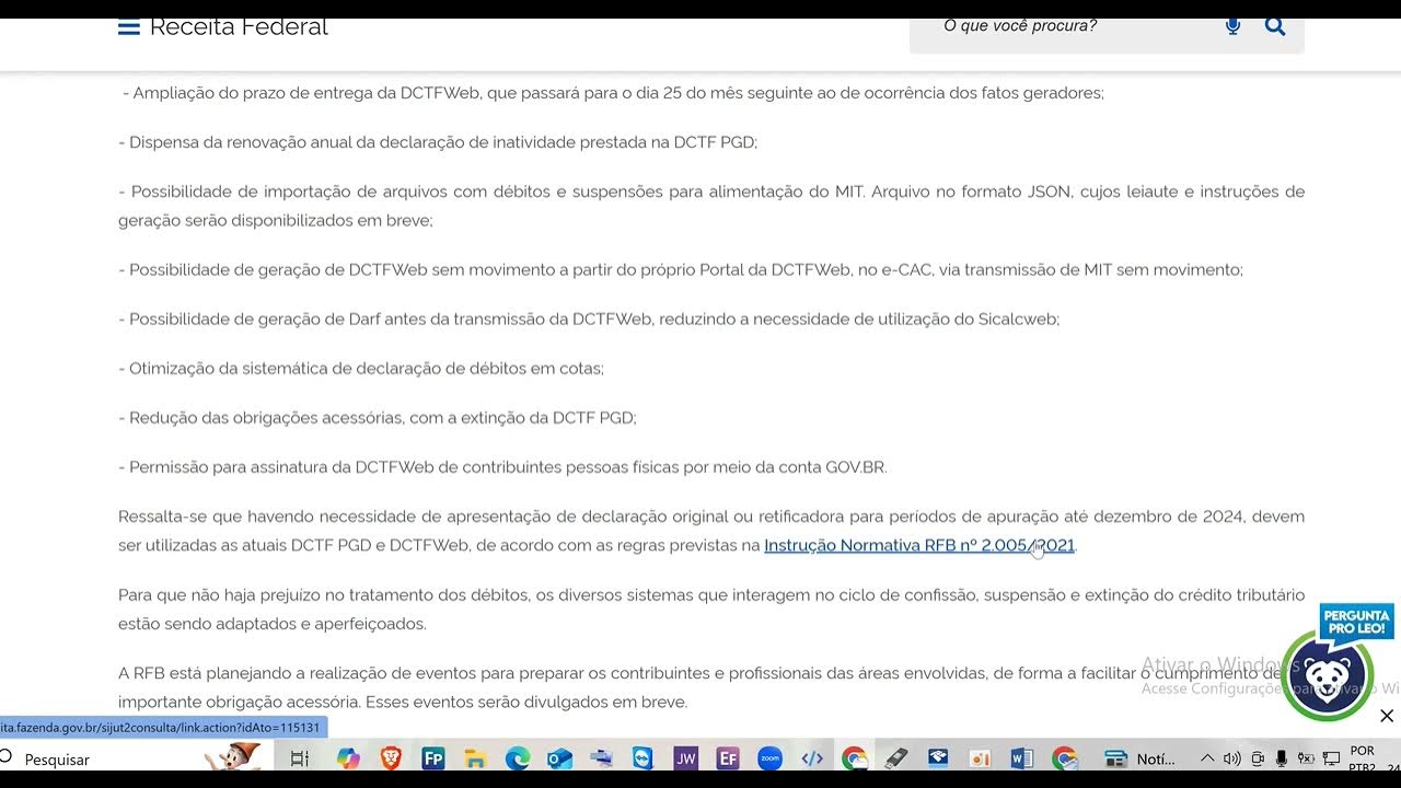 DCTF ATE 2024 ENTREGA E A RETIFICADORA PELO PGD - YouTube