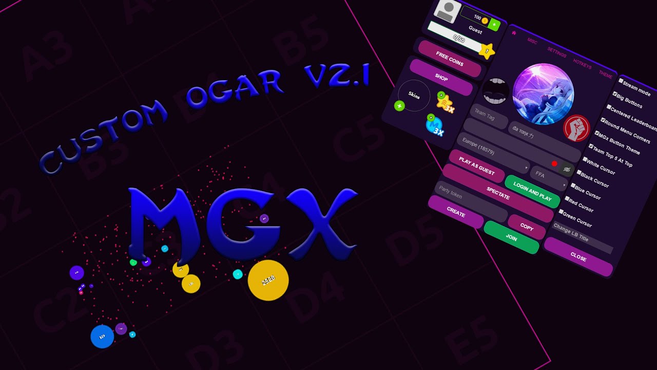 Custom Ogar V2.1!!!!! CUSTOMIZE EVERYTHING - AGAR.io - YouTube