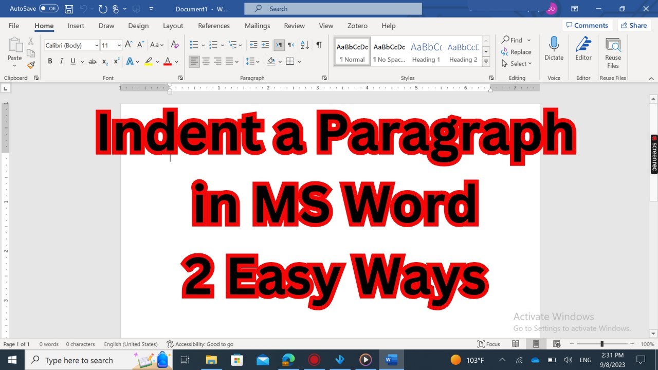 How Indent a Paragraph in MS Word, - YouTube