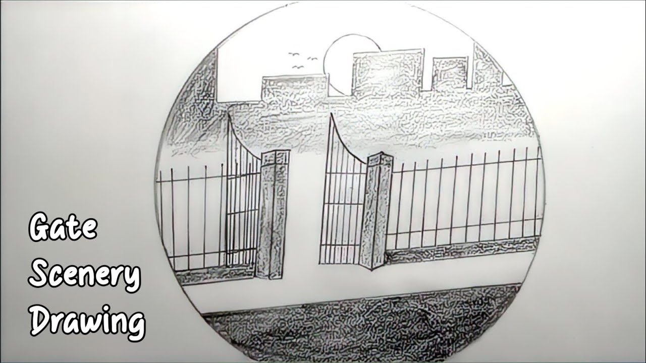 Open Gates Drawing Automatic Gate Color Icon Vector Illustration
