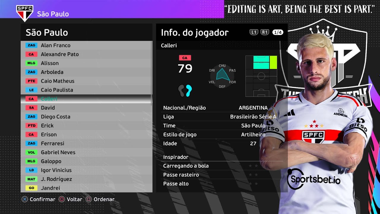 PES 2021 - NOVA FACE E CABELO CALLERI 2023-LOIRO - YouTube