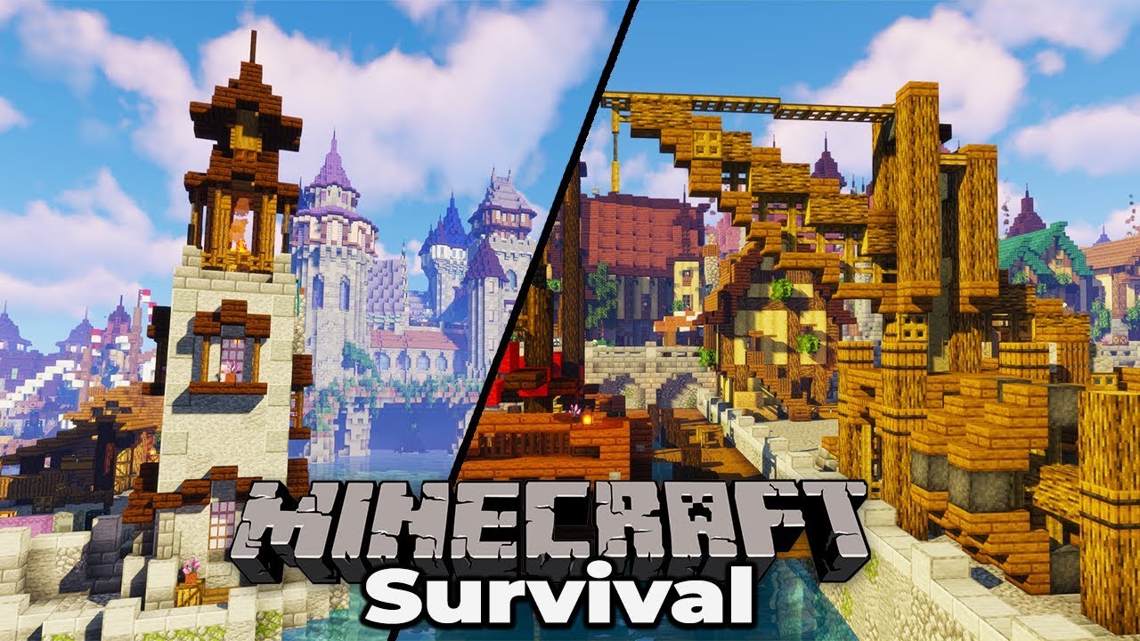 Building Medieval Docks : Minecraft 1.14 Vanilla Survival - YouTube