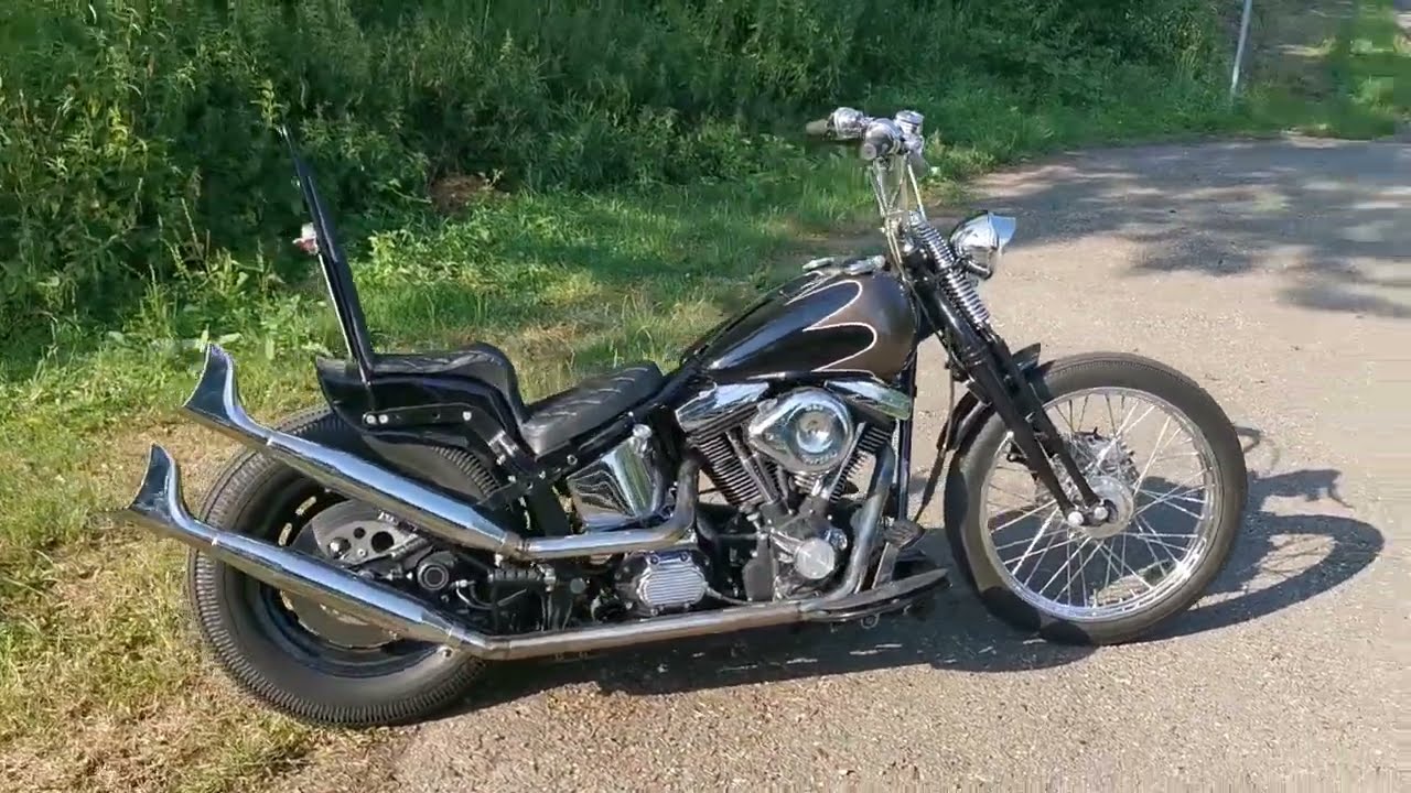 Harley Davidson Evo Softail Springer Fishtails - YouTube