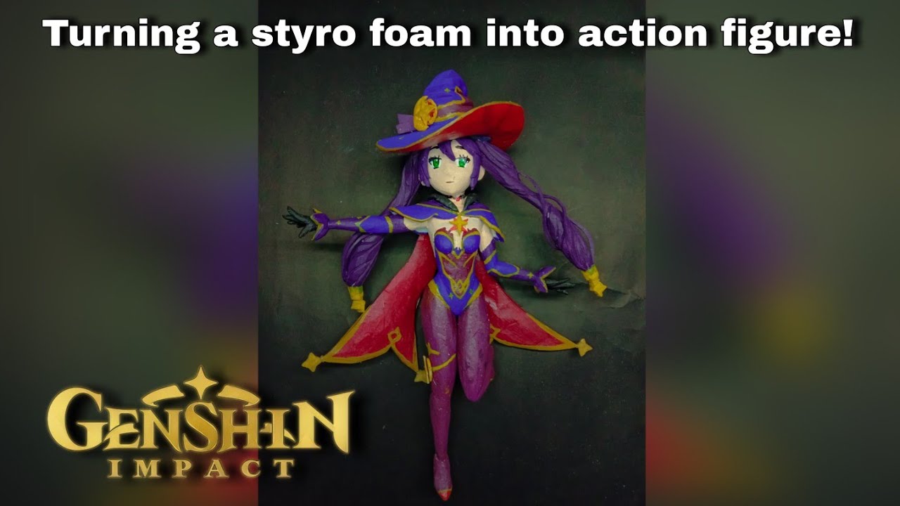 Mona action figure | Genshin Impact | styrofoam carving - YouTube
