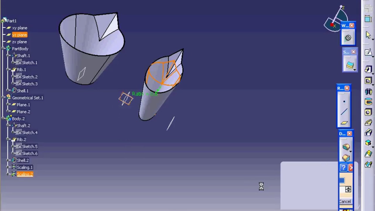 catia v5 scale - YouTube