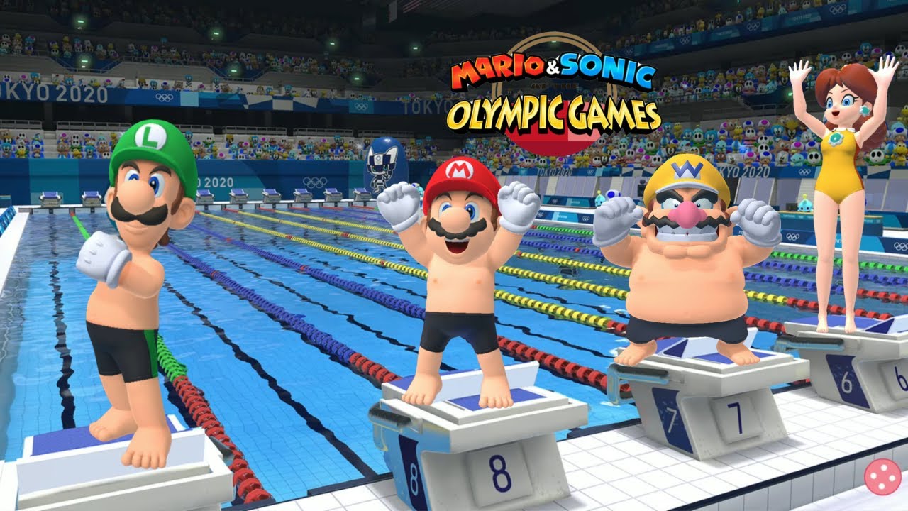 Swimming Gameplay Hard Mario & Sonic At The Olympic Tokyo 2020 Luigi ...