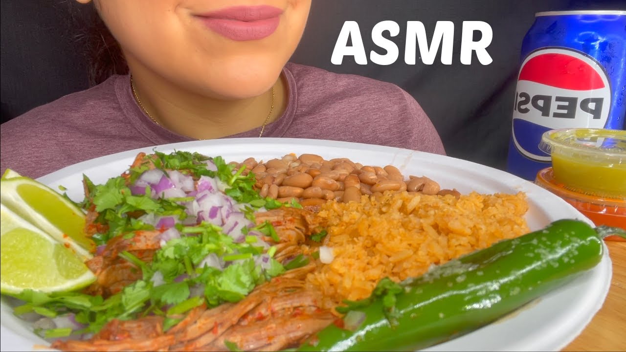 ASMR EATING BIRRIA PLATE BIRRIA RICE & BEANS *EATING SOUNDS MUKBANG ...