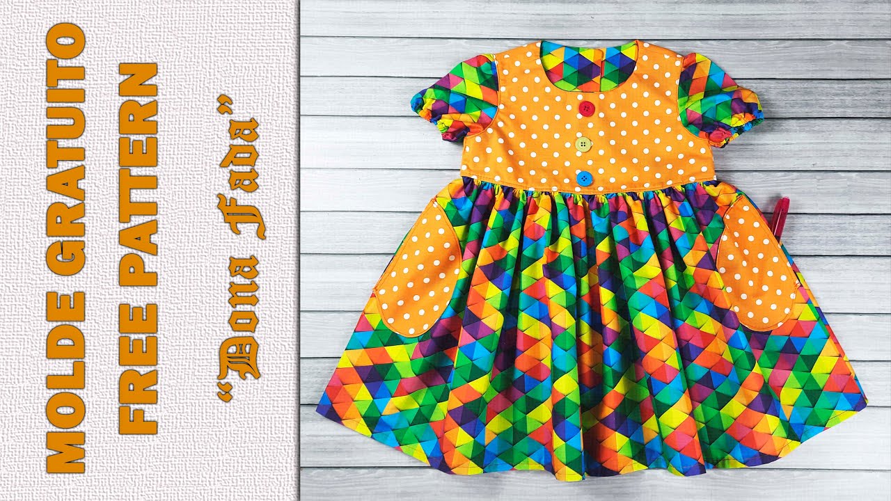 Vestido Mil Cores - 2 a 6 anos - Molde Gratuito Dona Fada - YouTube