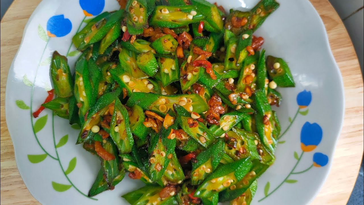 SAYUR KACANG BENDI GORENG DENGAN UDANG KERING || OKRA YANG BERKHASIAT ...