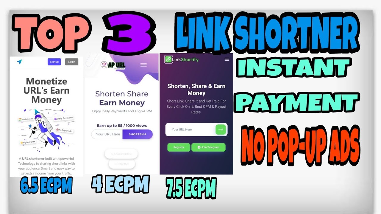 Top 3 Link Shortner With Instant Payment Ll Apurlshareuslinkshortify Youtube