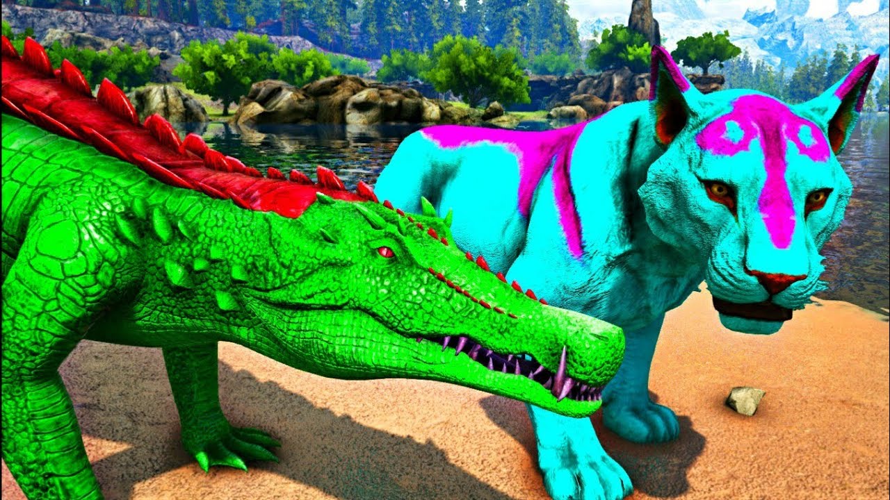 OS TIGRES DA SELVA MATARAM Á MINHA PARCEIRA - CROCODILO JAVALI! Ark ...