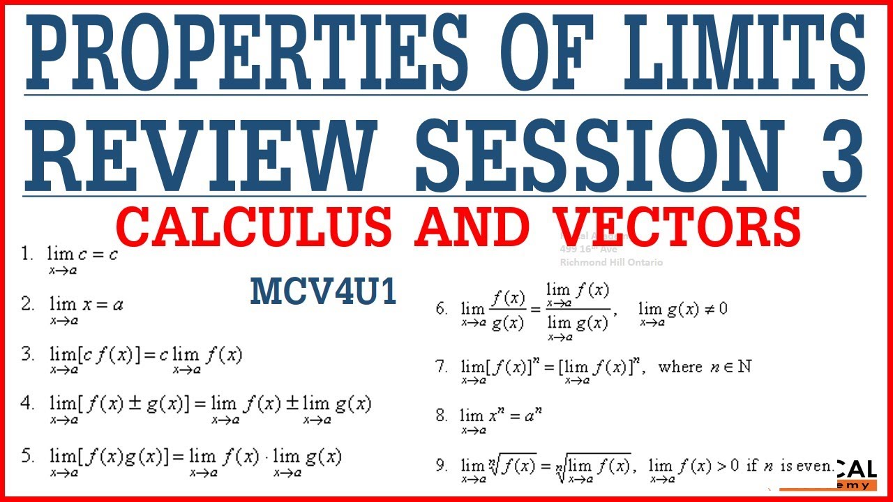 Properties of limits Exercise questions #3 Math grade 12 MCV4U1 Ontario ...