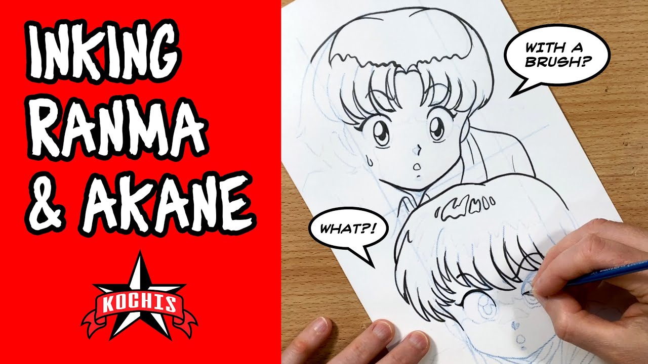 Inking Ranma and Akane drawing from Ranma 1/2 #inkingmanga - YouTube