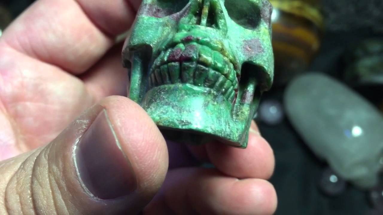 Hand carved ruby in fuchsite skul, 167 grams - YouTube