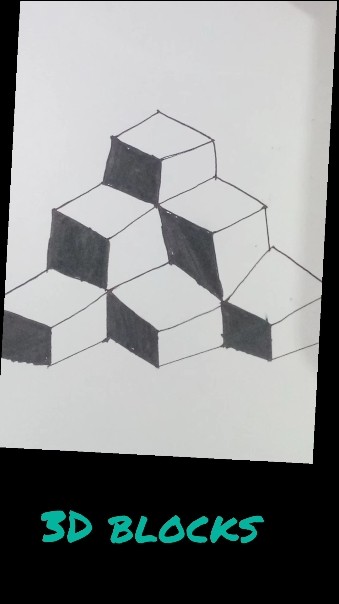 How to draw 3D blocks easily#art #youtubeshorts #artist #shorts # ...