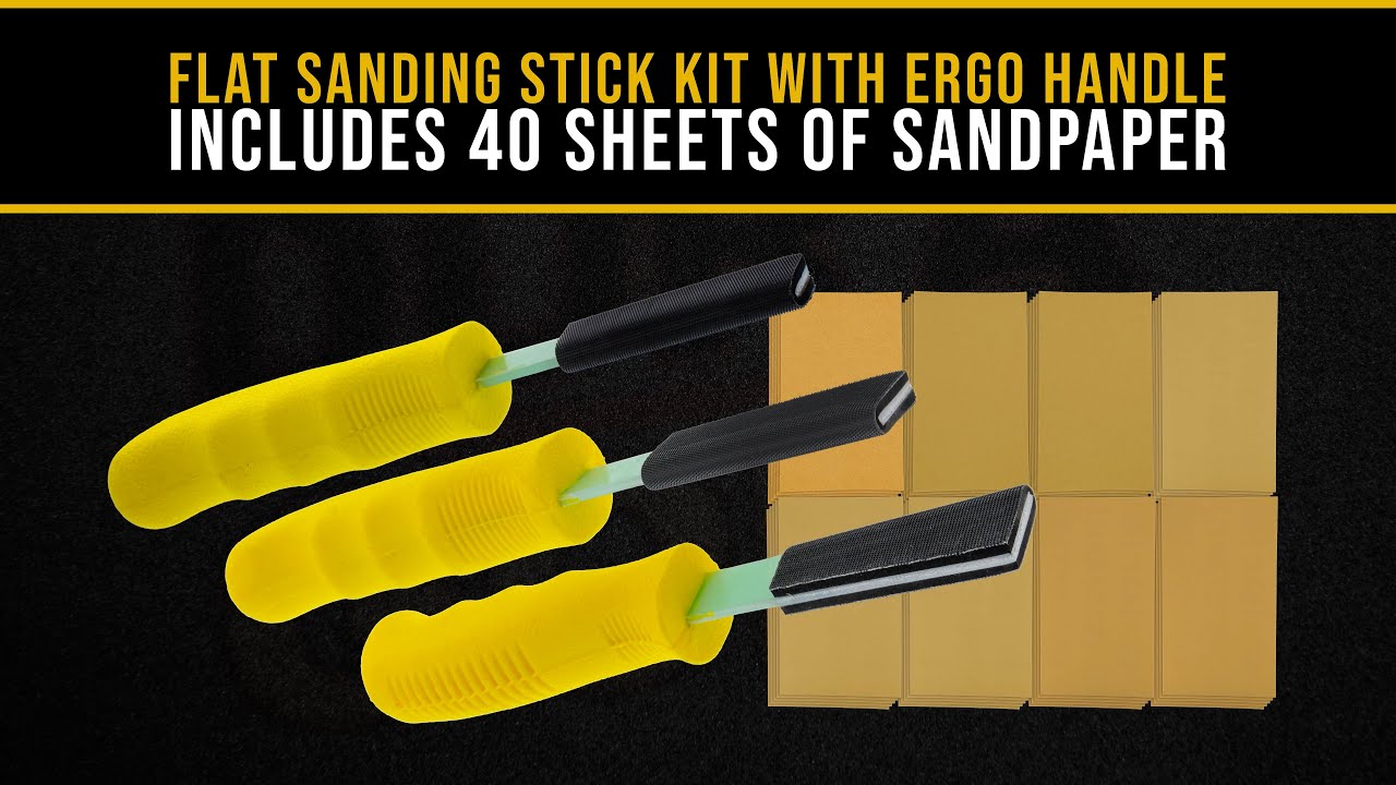 Sanding Stick Kit with Ergo Handle Yellow Flat with 40 sheet Sandpaper ...