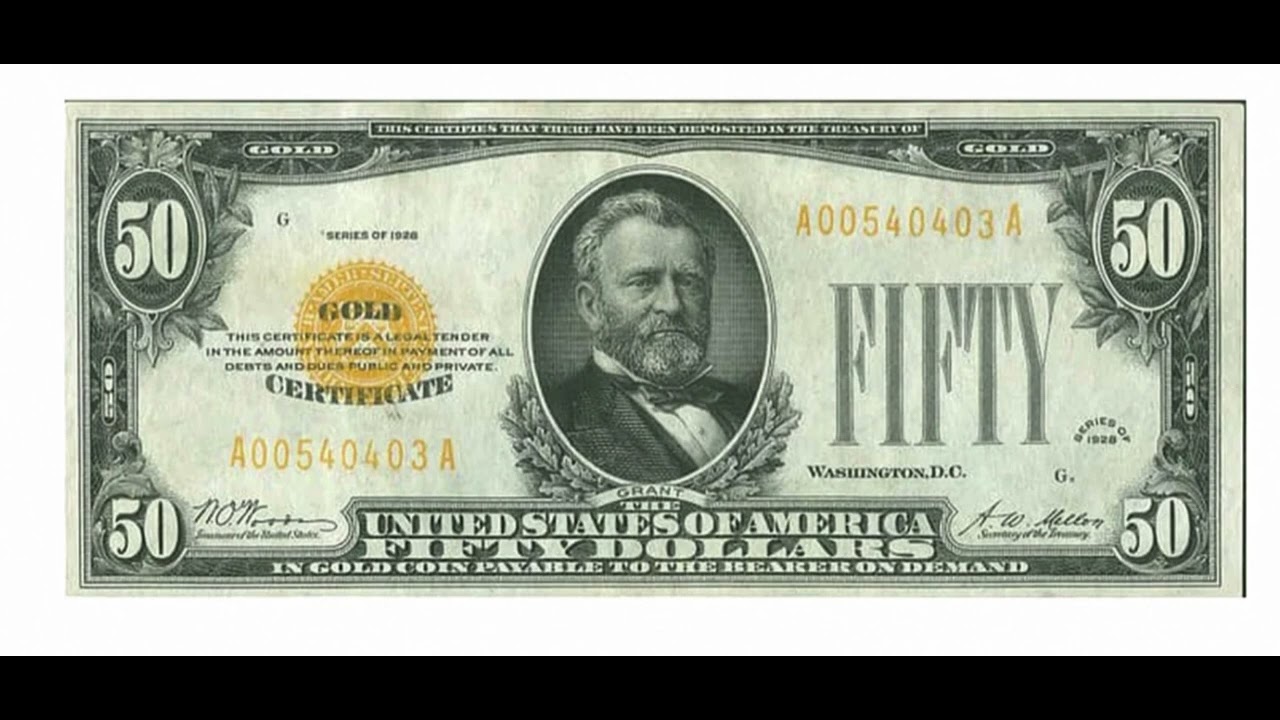 This 50 Dollar Bill Gold Certificate Sold For over a 120,000 Dollars ...