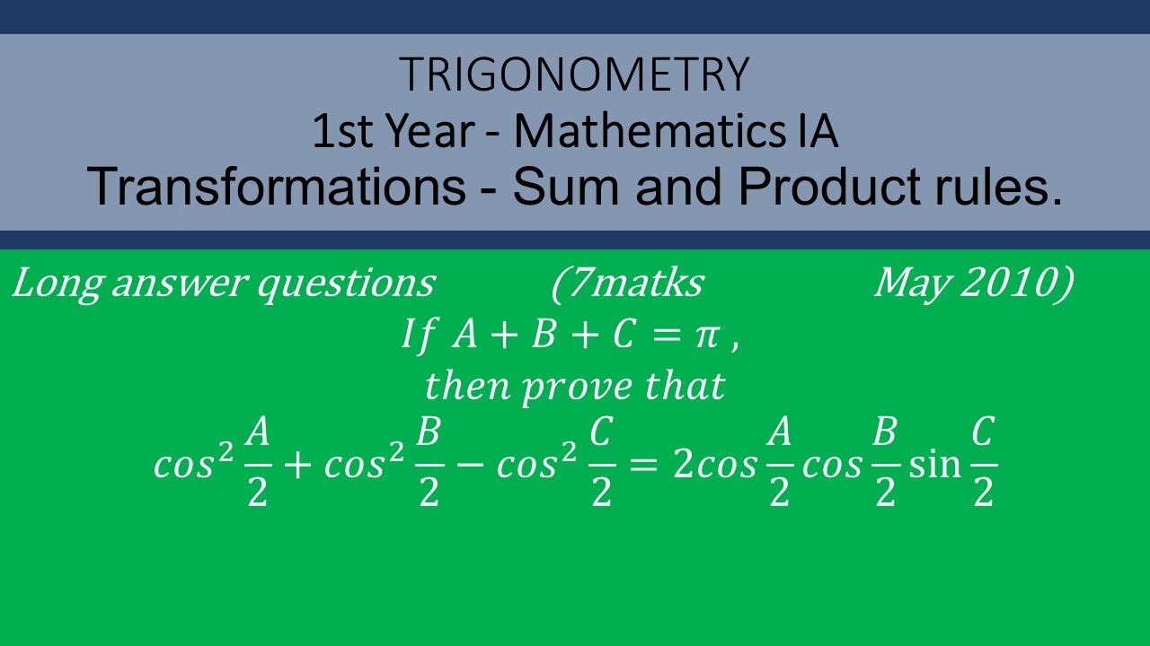 1st Year - Mathematics IA TRIGONOMETRY - YouTube