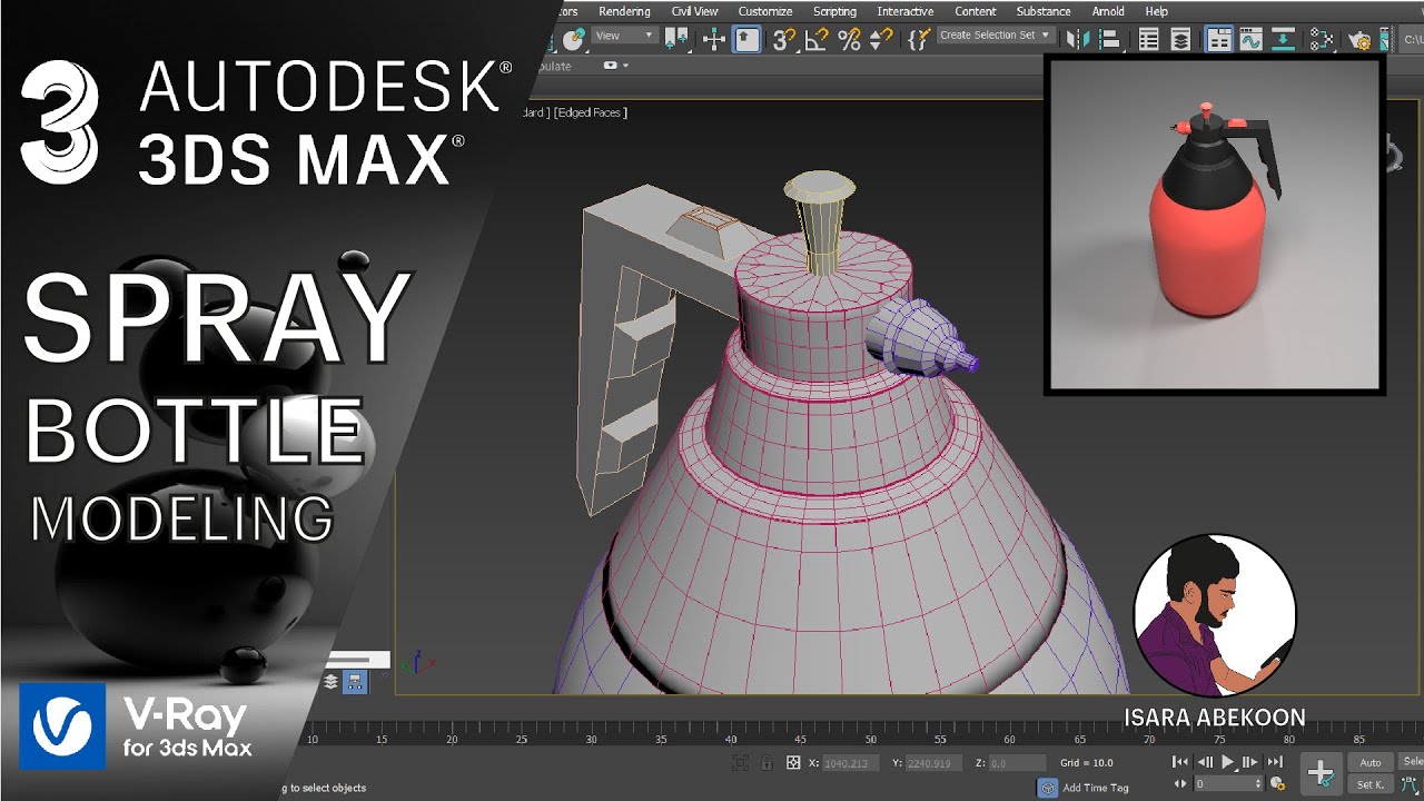 3Ds Max Spray Bottle Modeling V-Ray - YouTube