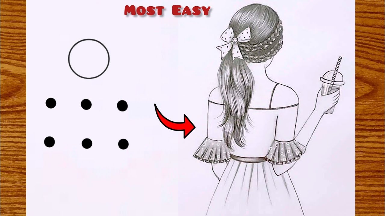 How to draw A Girl with Points |Drawing |Easy Drawing |Pencil Drawing ...