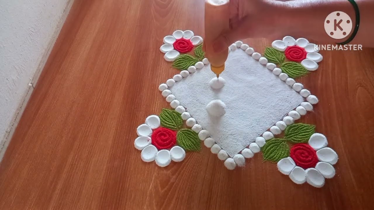 Navratri & Diwali Rangoli Design// White Color Rangoli Designs ...