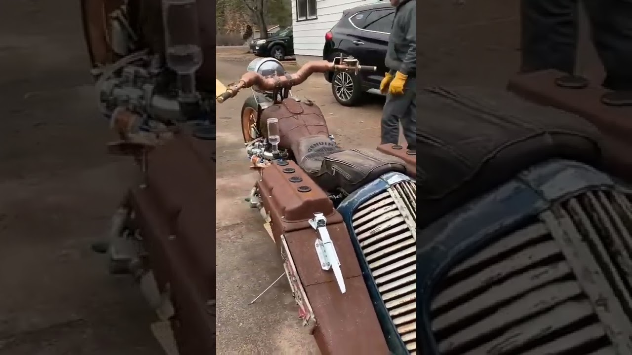 hand made chopper motorcycle manufacture by scrap materials - YouTube