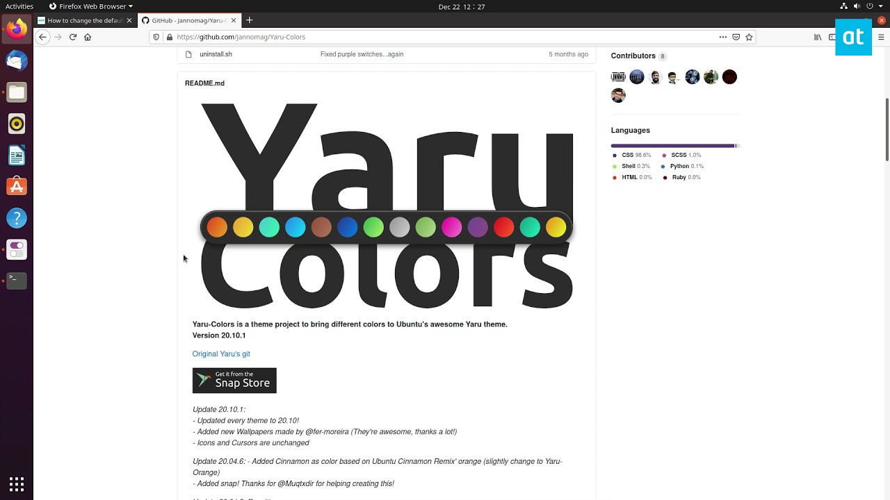 How to change the default Yaru Colors on Ubuntu - YouTube