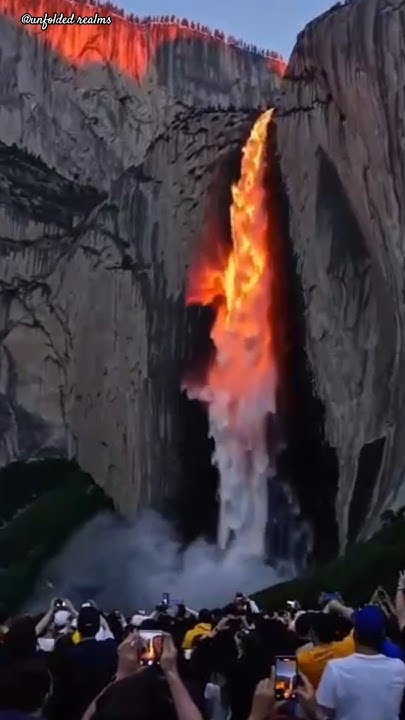 Fire Falls from the Sky?😱Yosemite’s Fiery Waterfall Phenomenon That Lasts Only Seconds!🌄🔥# ...