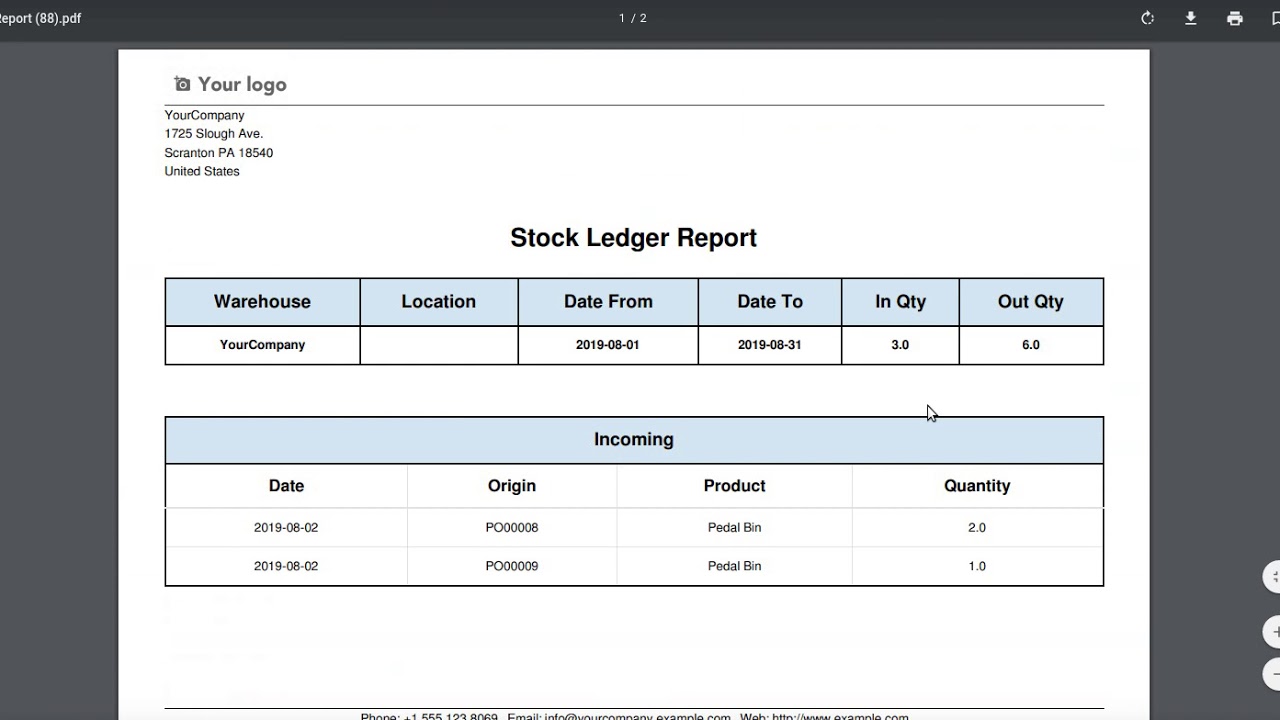 Stock Ledger Incoming & Outgoing Report - YouTube