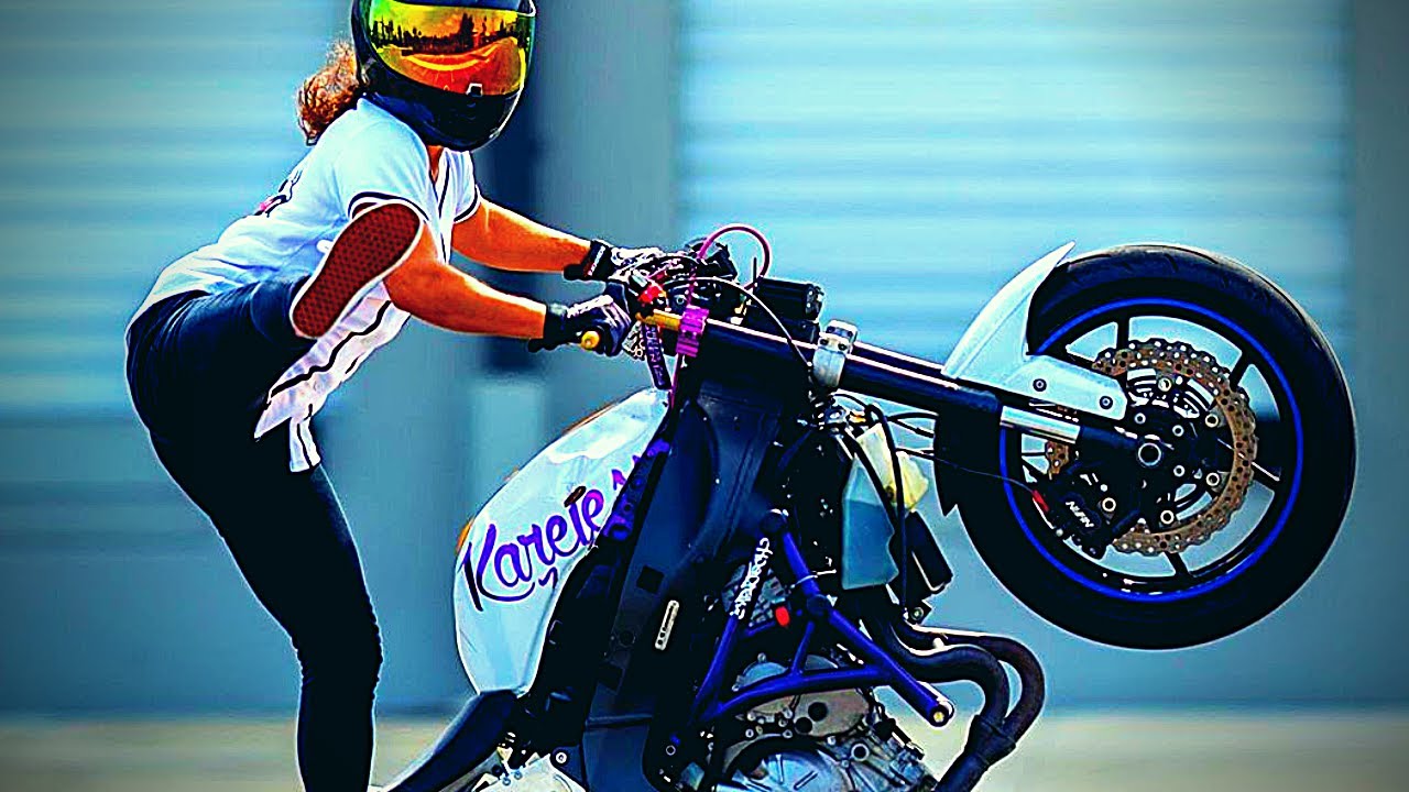 biker girl dancing on motorcycle / biker girls - YouTube