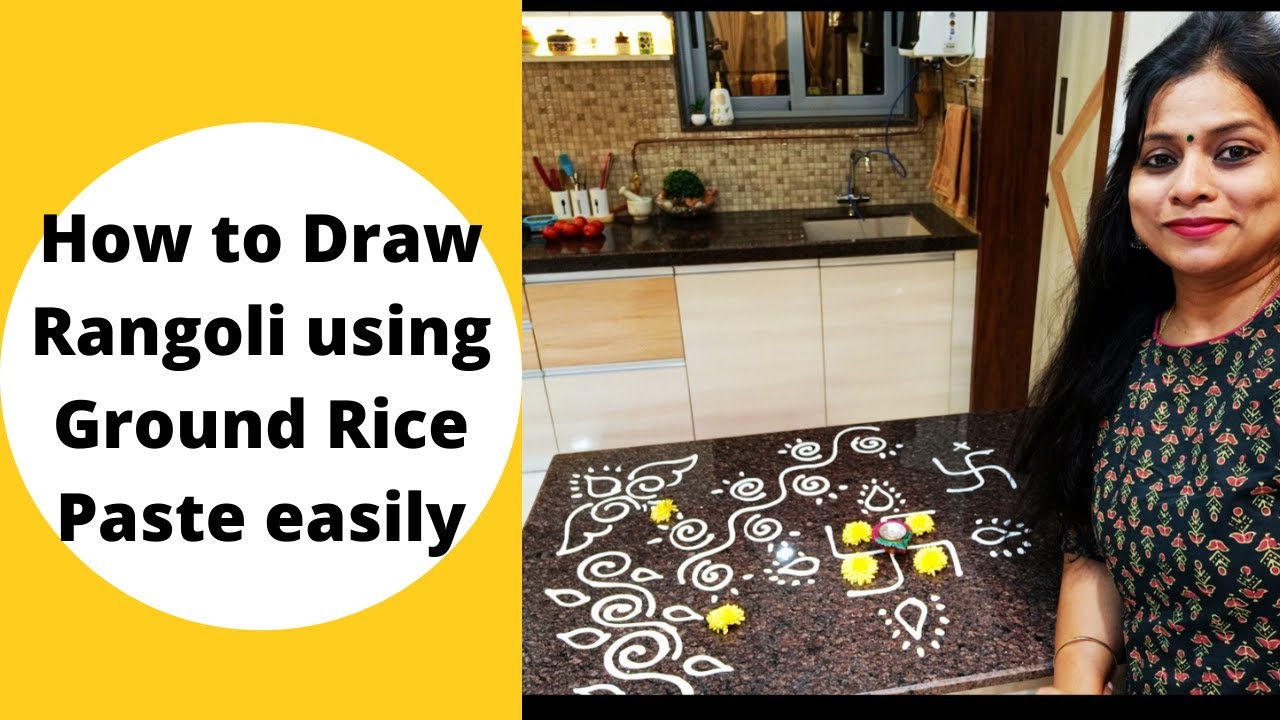 Rangoli with Rice Paste|How to Make Rangoli with wet rice flour|How To ...