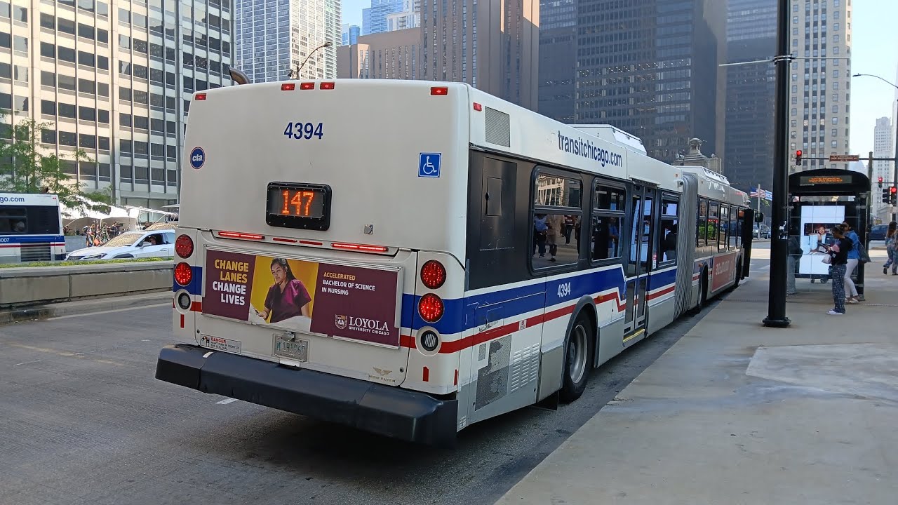 CTA New Flyer D60LFR on Route 147 #4394 (Ride) and D40LF on Route 26 ...