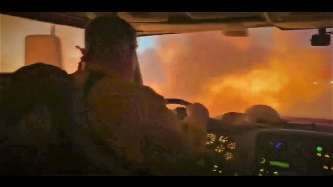 Fire crews escape from a fast moving fire in South Lake Tahoe - YouTube
