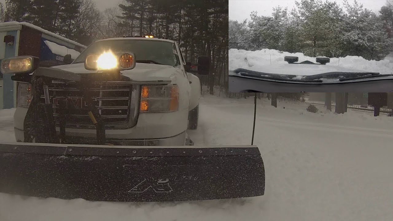 GMC Sierra 3500 Duramax Snow Plowing Parking Lot - YouTube