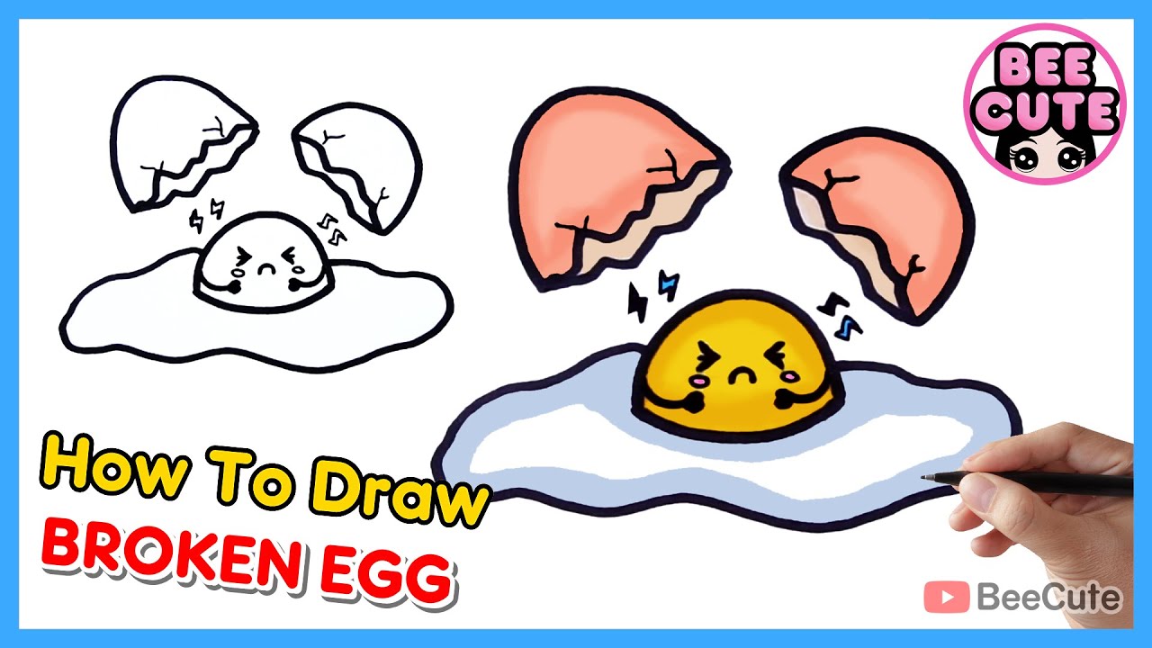 How to draw a broken egg easy step | Draw and coloring Egg | Bee Cute ...