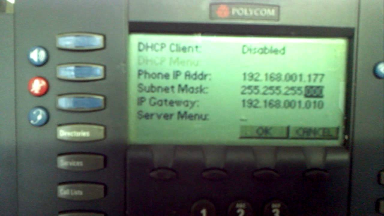Polycom Soundpoint ip 501 DHCP settings - YouTube