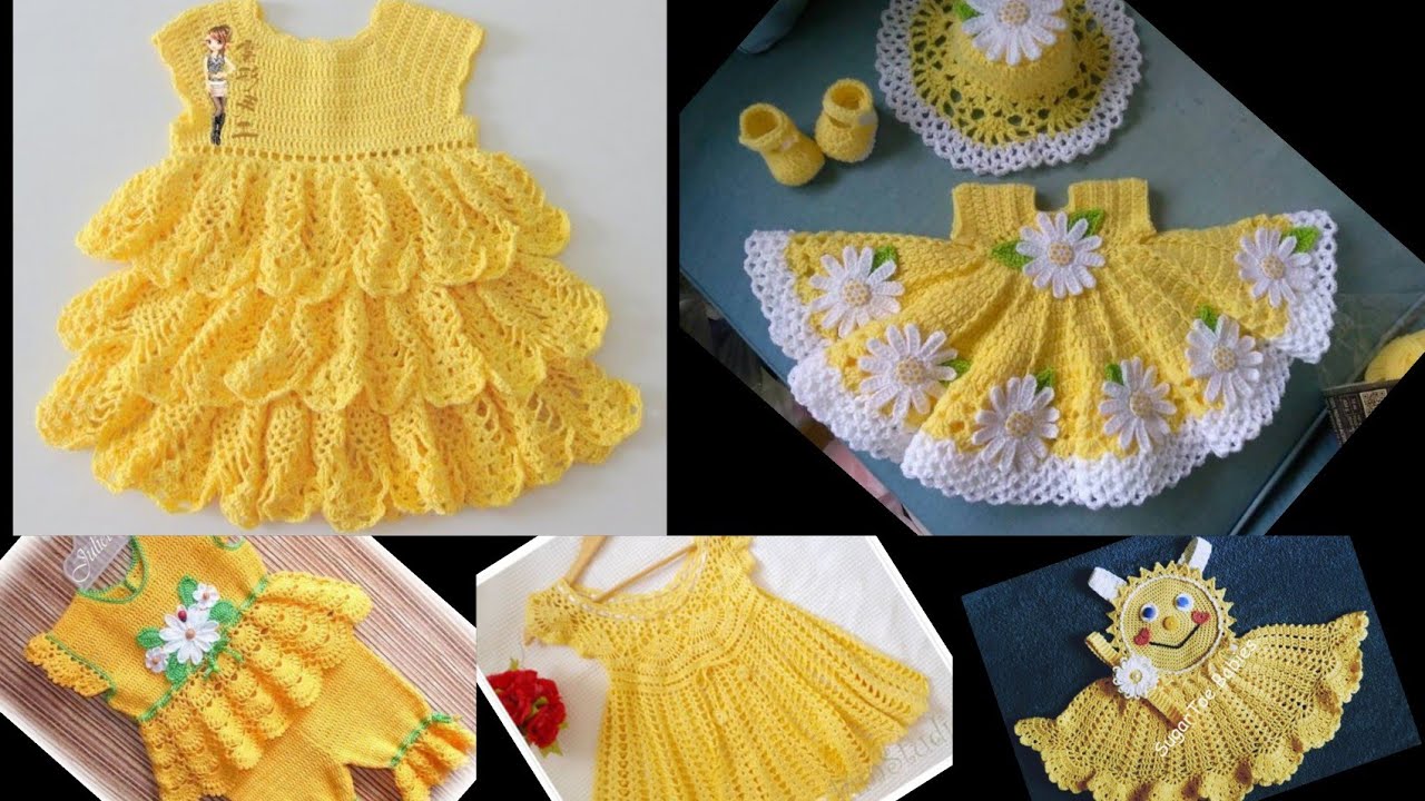 Top Stunning Yellow Crochet Dress For Baby Girl,Yellow Crochet Dress ...