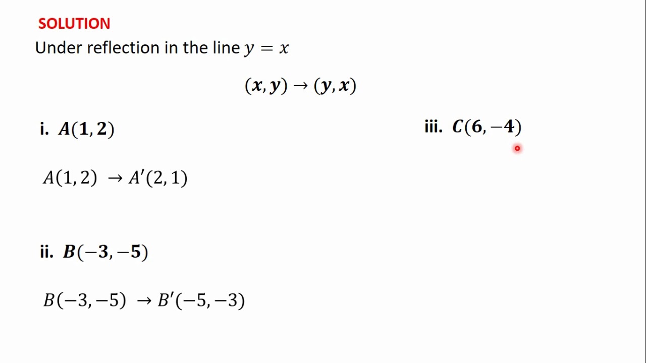 10 Reflection in the Line y = x - YouTube