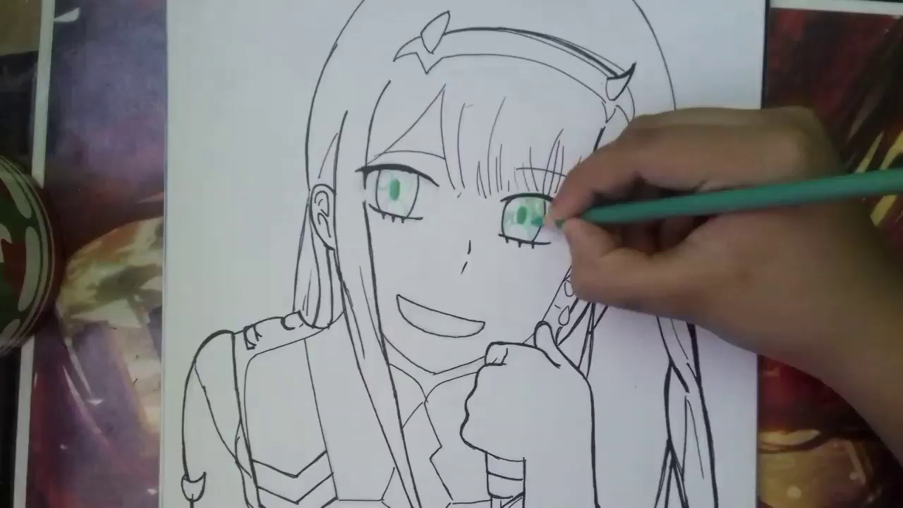 Dibujo de Zero two (Darling in the franxx) - YouTube