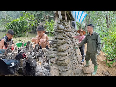 The power of love in rainy day. Helping her ex-husband build a complete stone wall.DANG THI DU