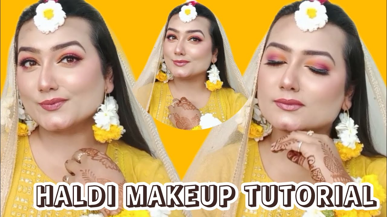 Haldi Makeup Tutorial 2024 || How to Haldi Makeup with Affordable Products 😍 || NimShine #makeup ...