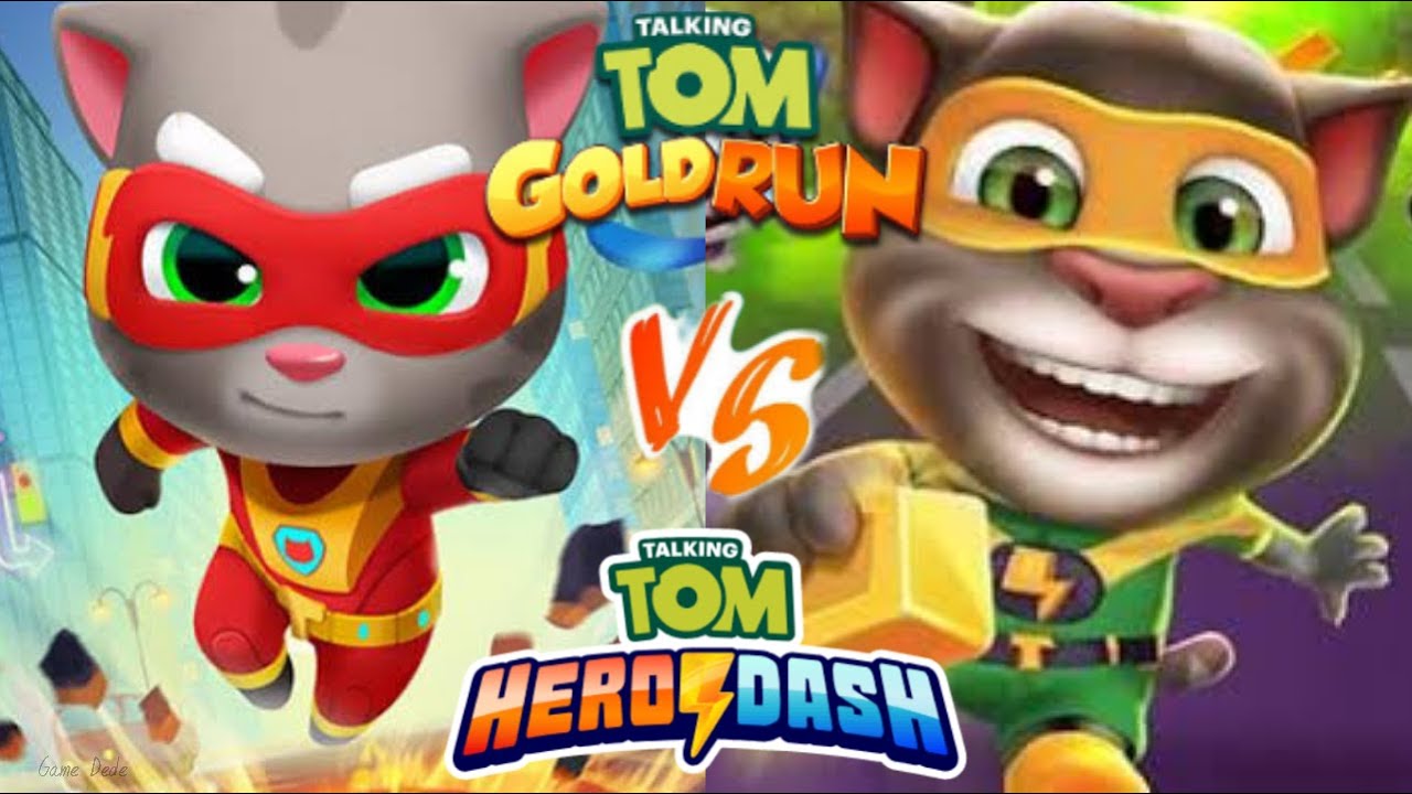 Talking Tom Hero Dash Vs Gold Run : Tom Super Vs Super Tom Gameplay ...