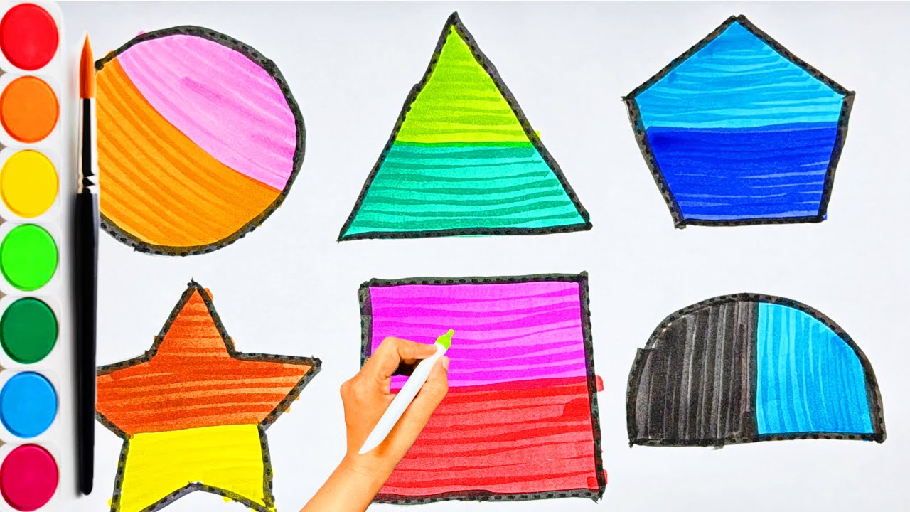 Learn 2d shapes l 2d shapes drawing activity for kids l colors for ...