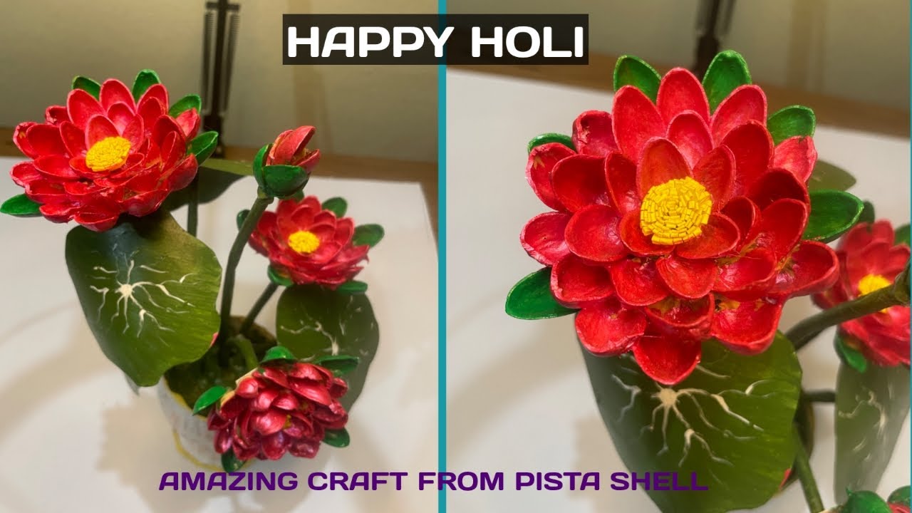 DIY With Pista Shells | Amazing Flower Vase With Pista Shell | Easy ...