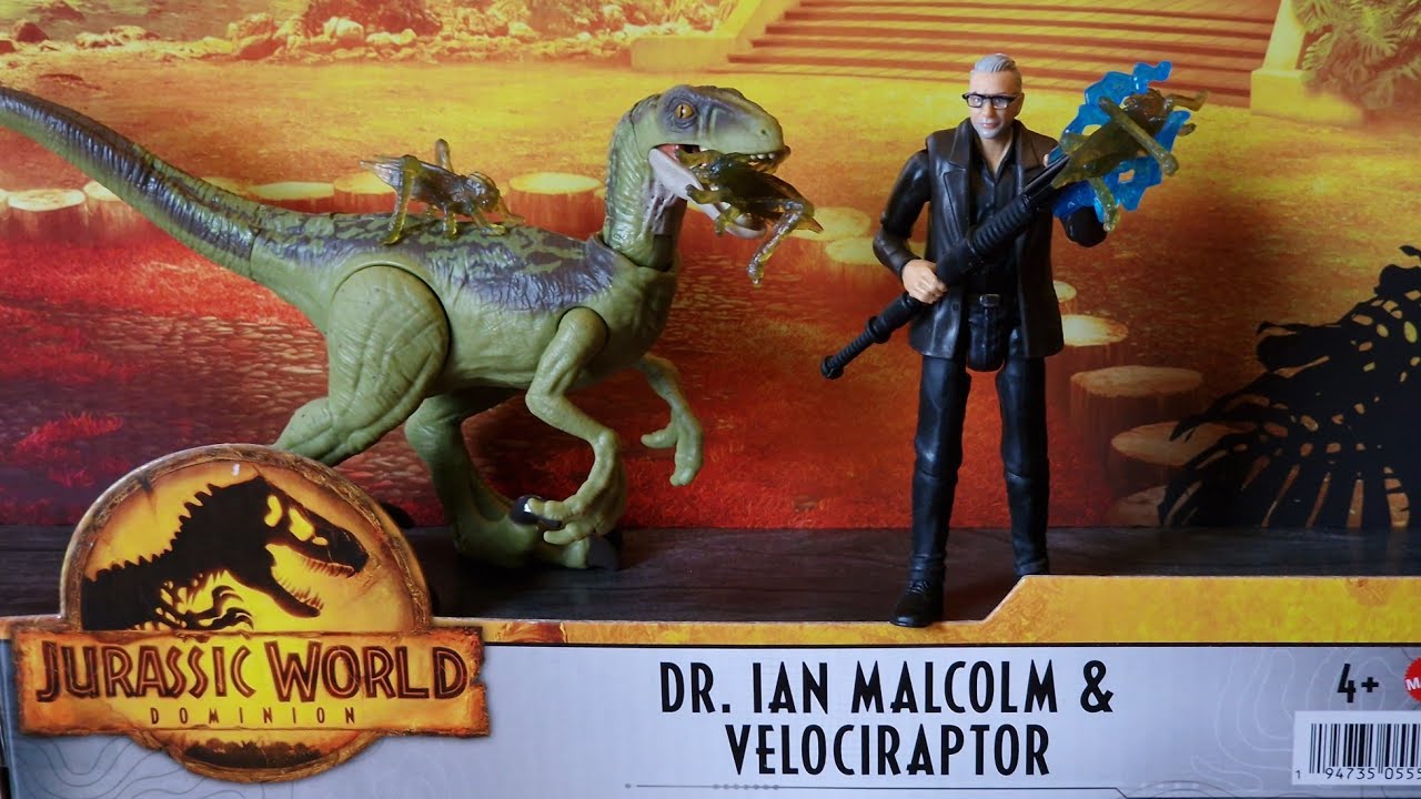Jurassic World Dominion Dr. Ian Malcolm & Velociraptor with Giant ...