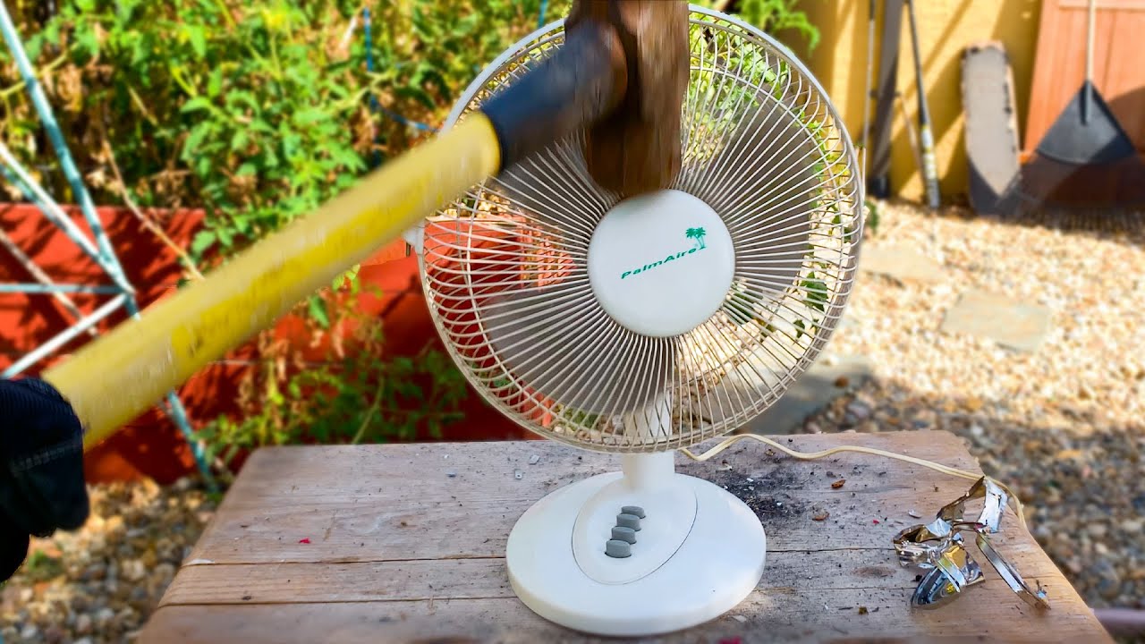 PalmAire Table Fan Destruction with Motor Burn Out - YouTube