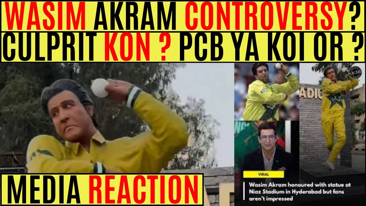 Wasim Akram Statue Controversy 😱 | Fans Angry Outside Hyderabad Stadium ...