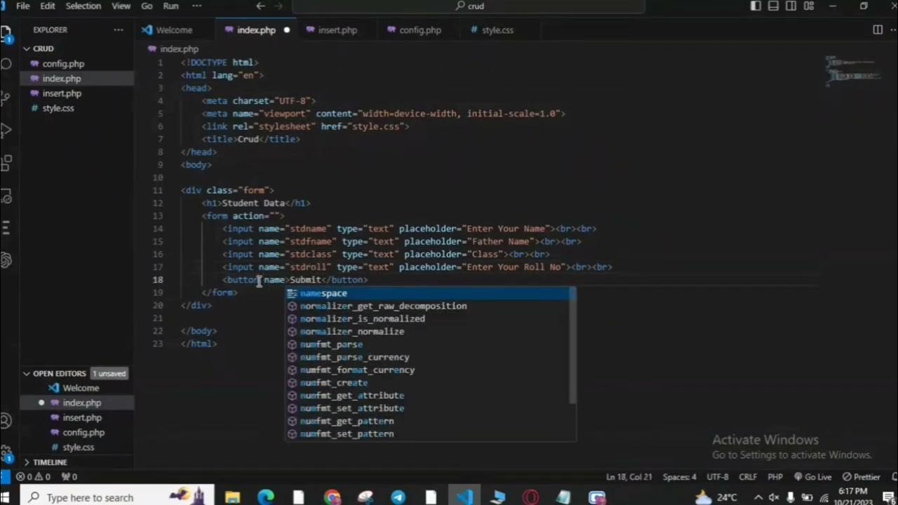 Crud Operations Using Php Mysql Insert Data Into Mysql Database Using Php Youtube